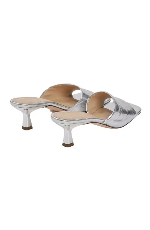 Sandro Heeled Metallic Leather Mules