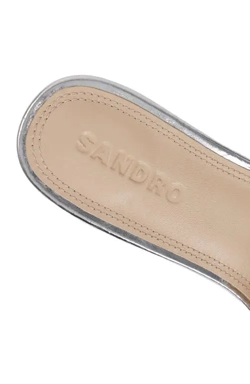 Sandro Heeled Metallic Leather Mules
