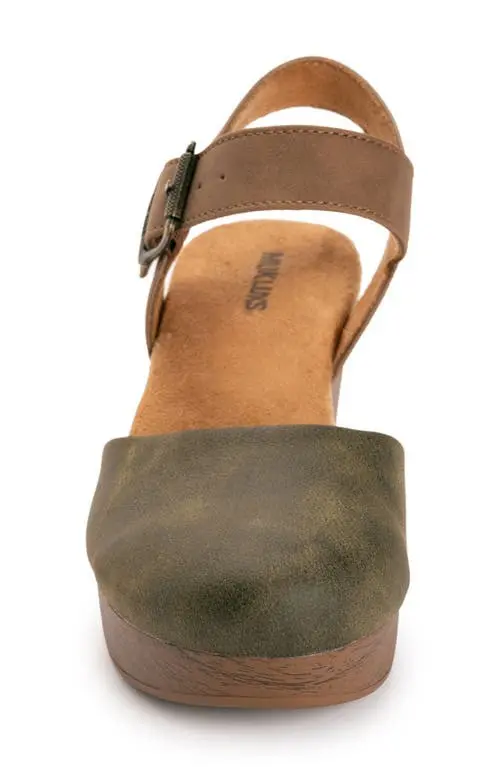 MUK LUKS Merritt Quarter Strap Platform Pump - Olive/tan