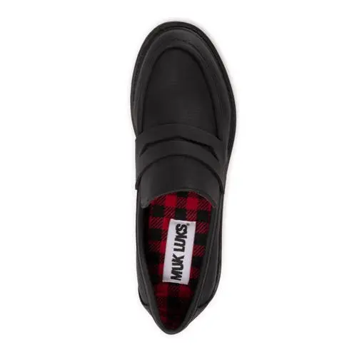 MUK LUKS Leona Loafer With Platform And Stacked Heel - Black