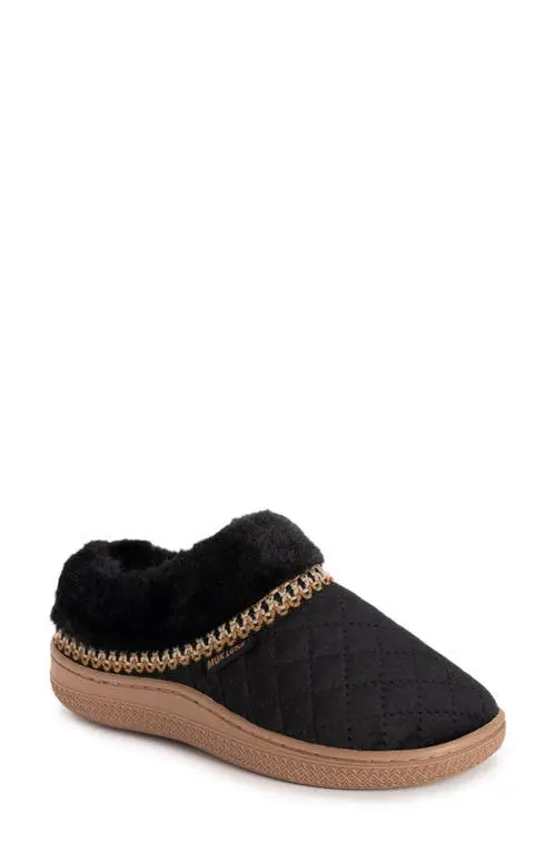 MUK LUKS Charlee Faux Fur Clog Slippers - Black