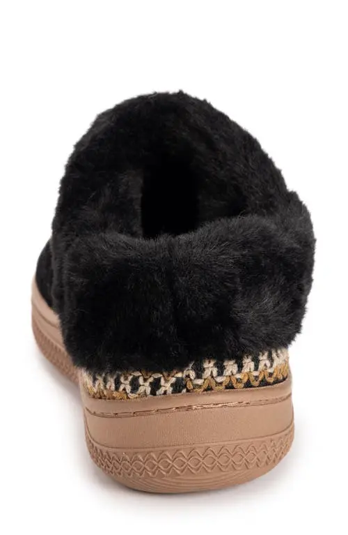 MUK LUKS Charlee Faux Fur Clog Slippers - Black