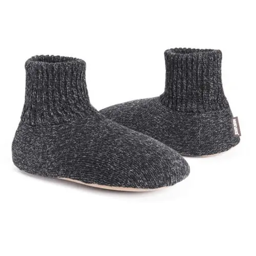 MUK LUKS Morty Ragg Wool Slipper Socks - Black