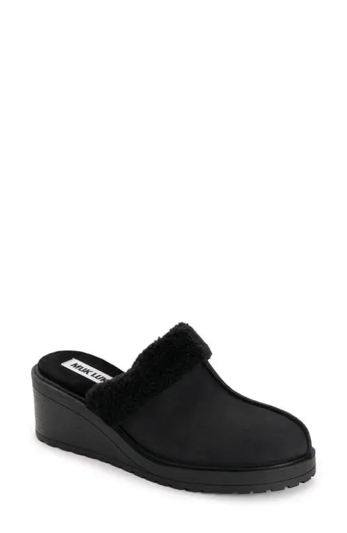 MUK LUKS Sophia Faux Fur Trim Mule - Black
