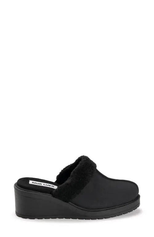 MUK LUKS Sophia Faux Fur Trim Mule - Black