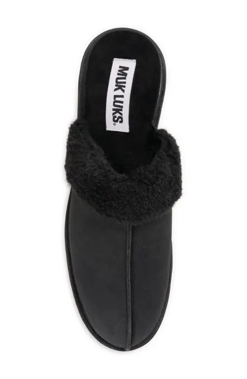 MUK LUKS Sophia Faux Fur Trim Mule - Black
