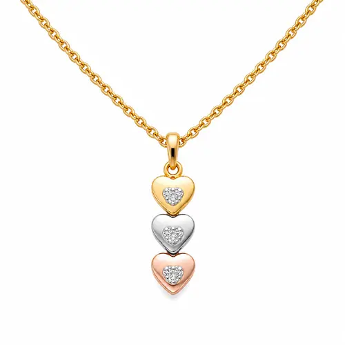 DONATELLO GIAN Sterling Silver Tri-color Heart Necklace - Gold