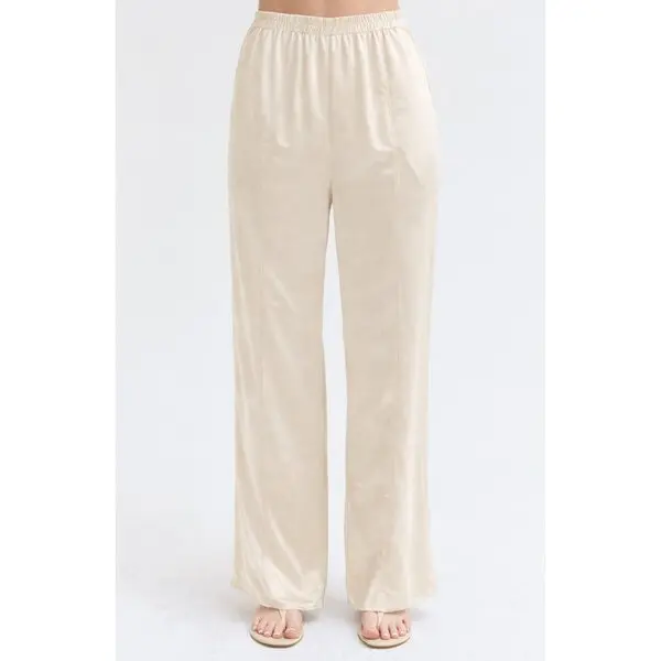 CRESCENT Satin Pull-on Straight Leg Pants - Champagne