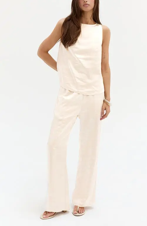 CRESCENT Satin Pull-on Straight Leg Pants - Champagne