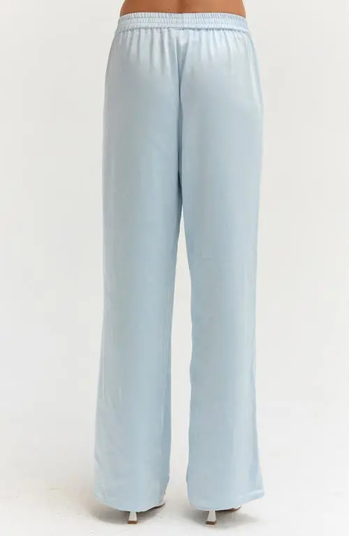 CRESCENT Satin Pull-on Straight Leg Pants - Light Blue
