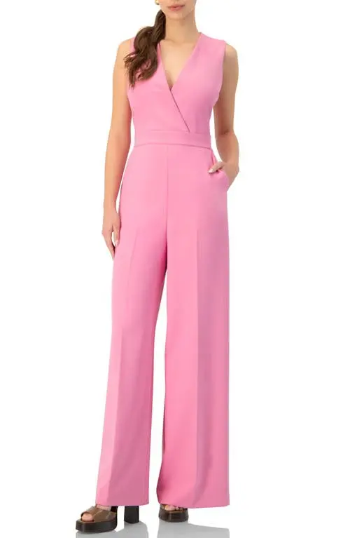 IVONNE V-neck Sleeveless Wide-leg Jumpsuit - Pink