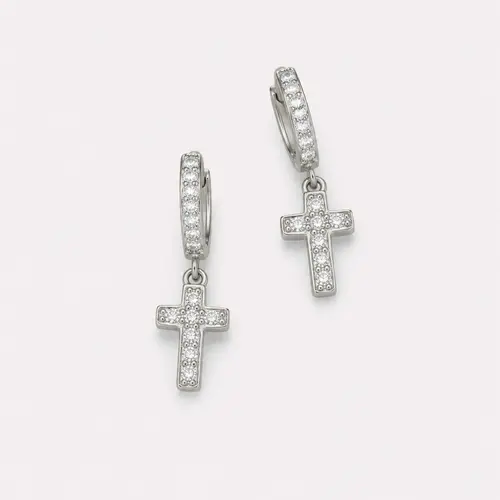 DONATELLO GIAN Crystal Cross Hoop Earrings - Gold
