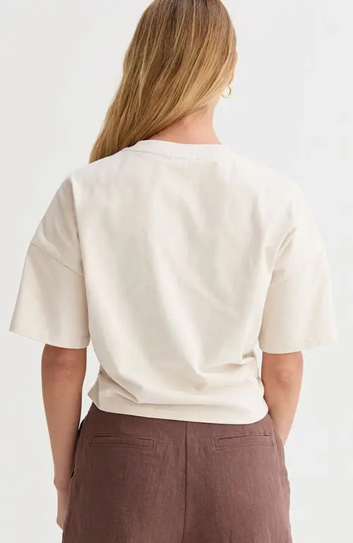 CRESCENT Semi Cropped Ruched Knit Top - Bone