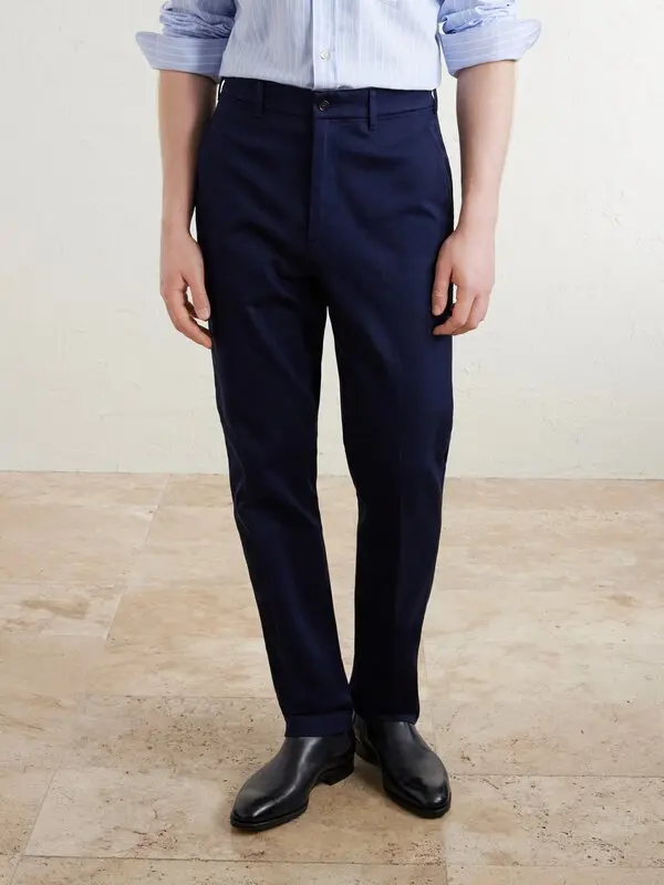 Dunhill Straight-leg Cotton-blend Twill Trousers - Blue