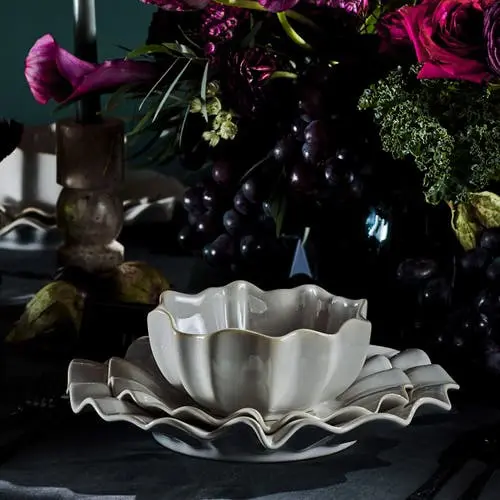 Marchesa Lotus Stoneware Dinner Plate Set Of 4