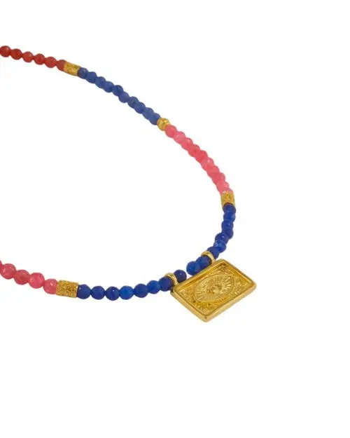 OTTOMAN HANDS Arden Evil Eye Gemstone Beaded Necklace