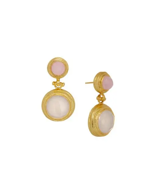OTTOMAN HANDS Rose Quartz And White Chalcedony Drop Earrings - Gold