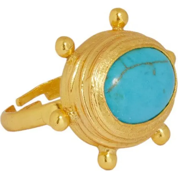 OTTOMAN HANDS Zand Turquoise Cocktail Ring - Gold