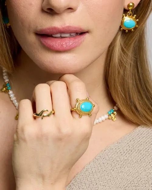 OTTOMAN HANDS Zand Turquoise Cocktail Ring