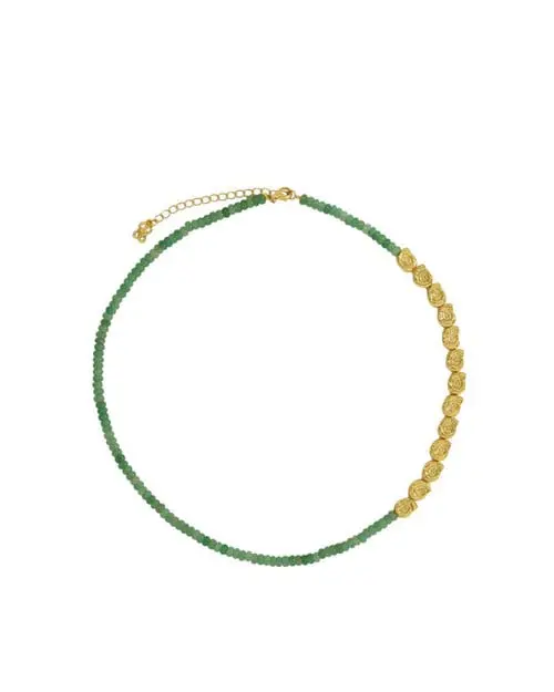 OTTOMAN HANDS Emerald Beaded Necklace - Gold
