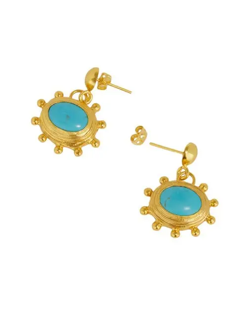 OTTOMAN HANDS Zand Turquoise Drop Earrings - Gold