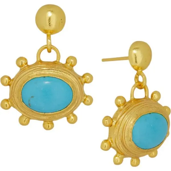 OTTOMAN HANDS Zand Turquoise Drop Earrings - Gold