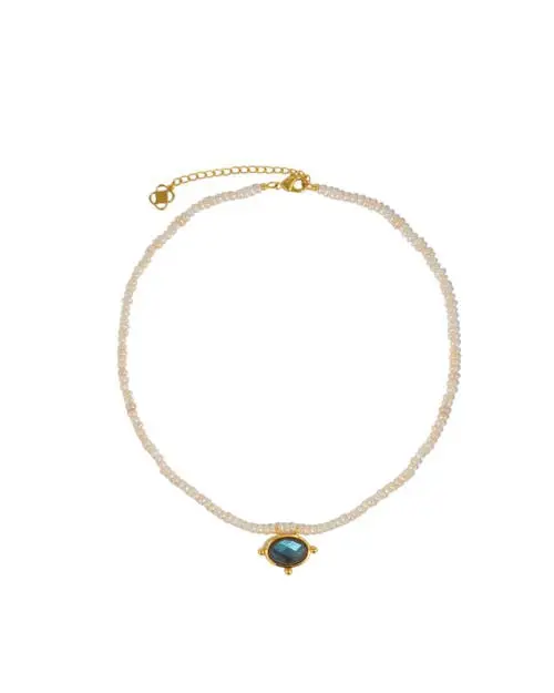 OTTOMAN HANDS Sorel Pearl And Labradorite Beaded Necklace - Gold