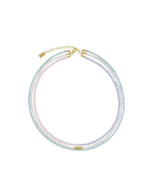 OTTOMAN HANDS Layered Beaded Necklace With Extender - Gold
