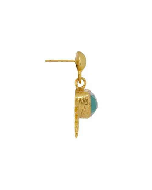 OTTOMAN HANDS Sunrise Aqua Chalcedony Drop Stud Earrings - Gold