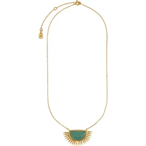 OTTOMAN HANDS Sunrise Aqua Chalcedony Pendant Necklace - Gold