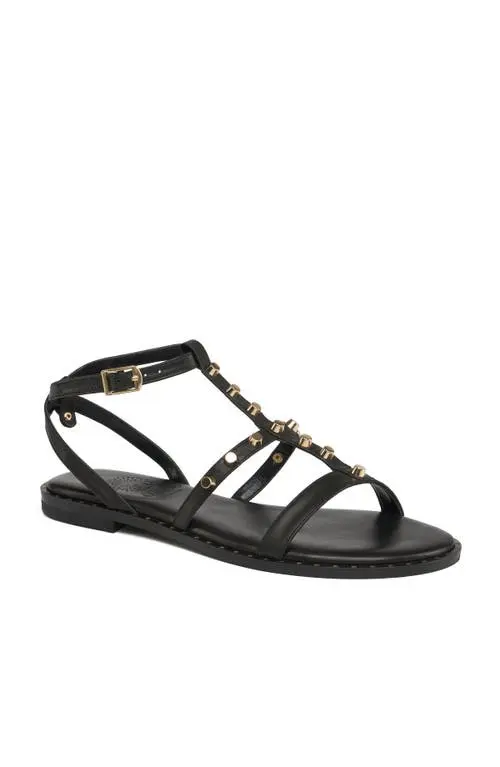 GRACE FOOTWEAR Syros Studded T-strap Sandal - Black