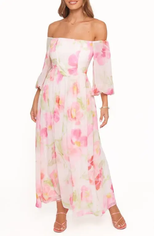 PETAL & PUP Chantel Off-shoulder Maxi Dress - Pink Garden Floral