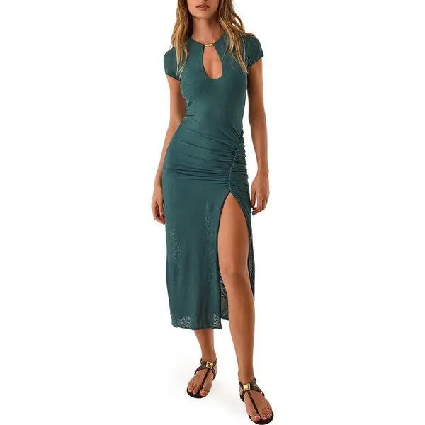 VIX PAULA HERMANNY Anaya Plunge Keyhole Cover-up Dress - Green