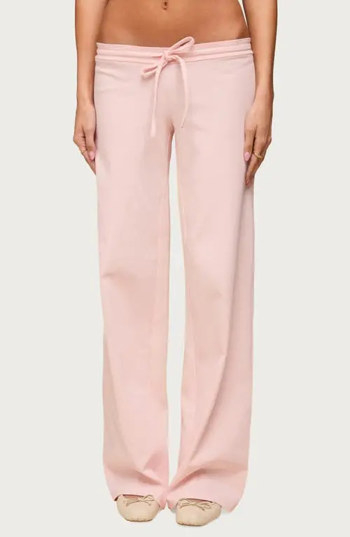 EDIKTED Claudia Stretch Cotton Straight Leg Drawstring Pants - Light-pink