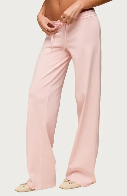 EDIKTED Claudia Stretch Cotton Straight Leg Drawstring Pants - Light-pink