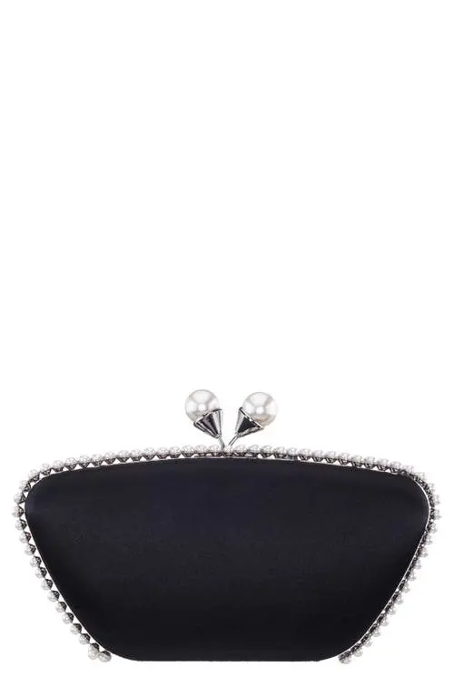 Nina Goddess Frame Clutch - Black