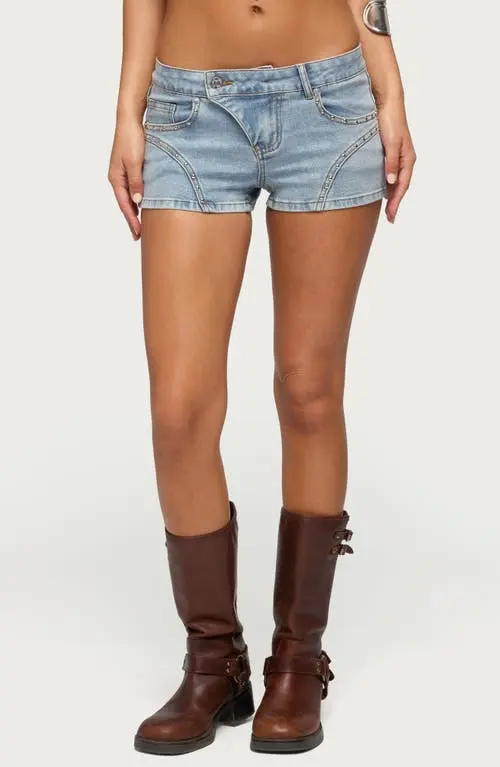 EDIKTED Studded Low Rise Denim Shorts