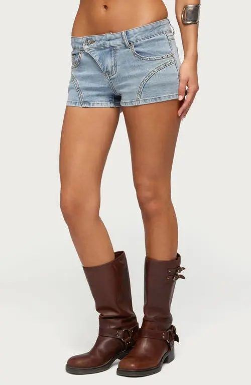 EDIKTED Studded Low Rise Denim Shorts