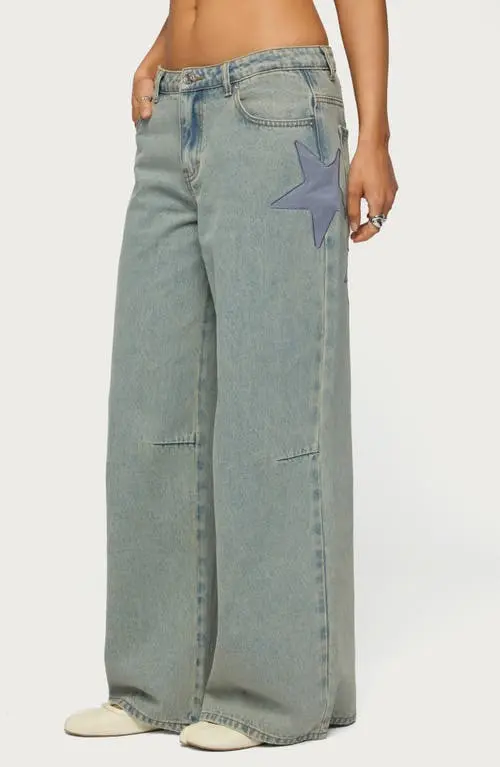 EDIKTED Trish Stars Low Rise Wide Leg Jeans