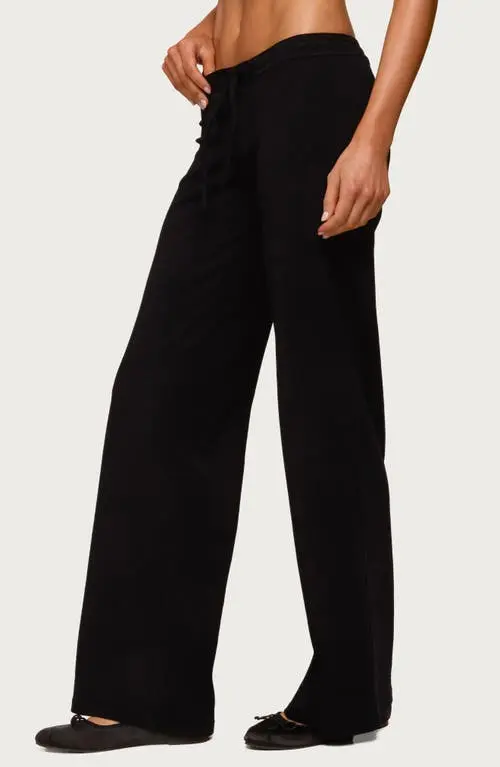EDIKTED Claudia Cotton Stretch Straight Leg Drawstring Pants - Black