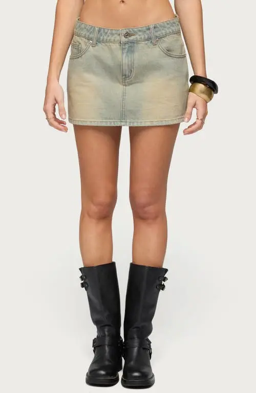 EDIKTED Chiara Denim Miniskirt - Tinted-denim