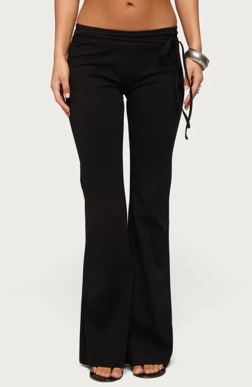 EDIKTED Junipar Tie Waist Flare Pants - Black