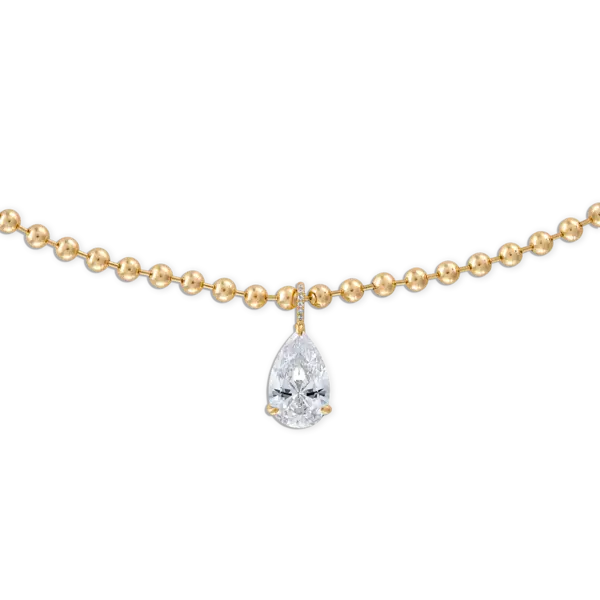 Alexa Leigh 18k Gold Filled Ball Chain Necklace With Pear Pendant - Yellow Gold