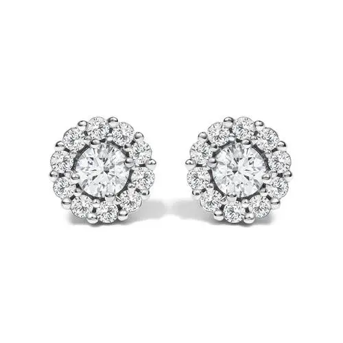HAUS OF BRILLIANCE 10k 1 1/2 Cttw Lab-grown Diamond Halo Stud Earrings - White Gold