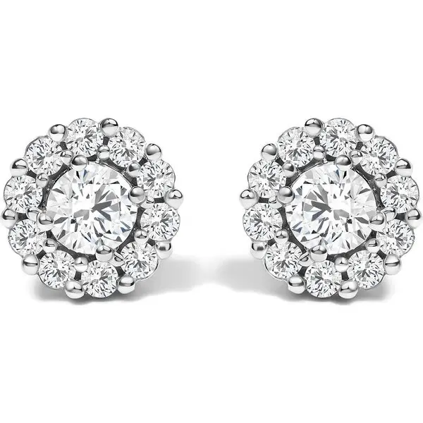 HAUS OF BRILLIANCE 10k 3.0 Carat Lab Grown Diamond Halo Stud Earrings - White Gold