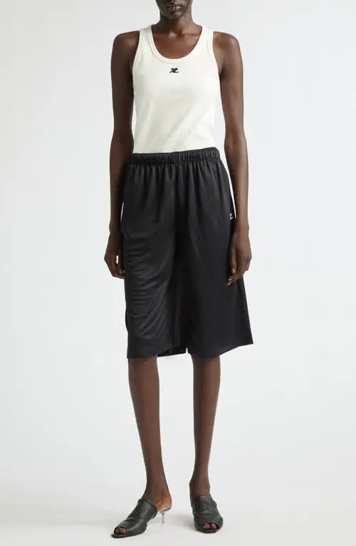 COURREGES Jersey Bermuda Shorts With Skirt Effect Back Panel
