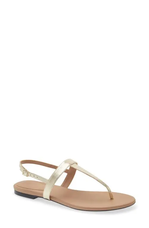 BOSS Cristas Metallic Leather Slingback Sandals - Gold
