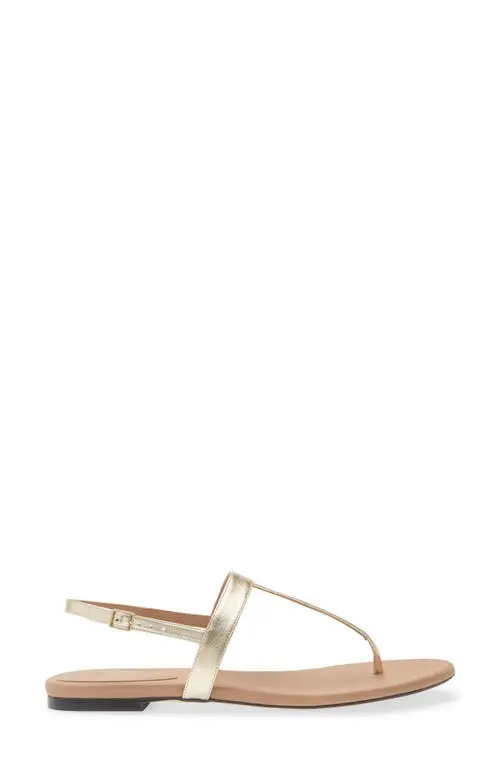 BOSS Cristas Metallic Leather Slingback Sandals - Gold