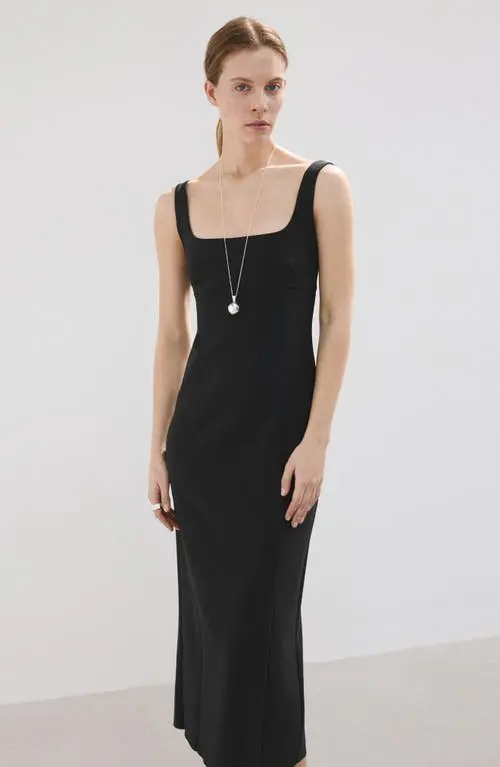 Mango Sleeveless Midi Dress With Square Neckline And Slit