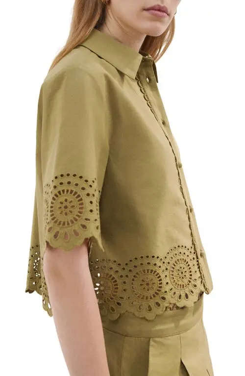 Mango Embroidered Eyelet Shirt